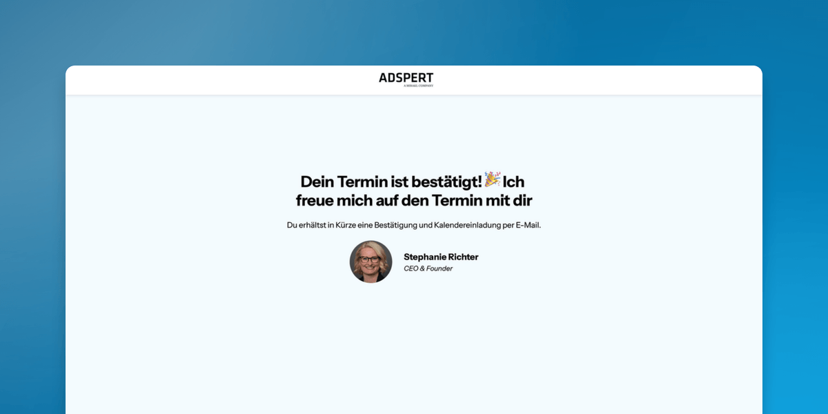 Adspert - Termin Danke