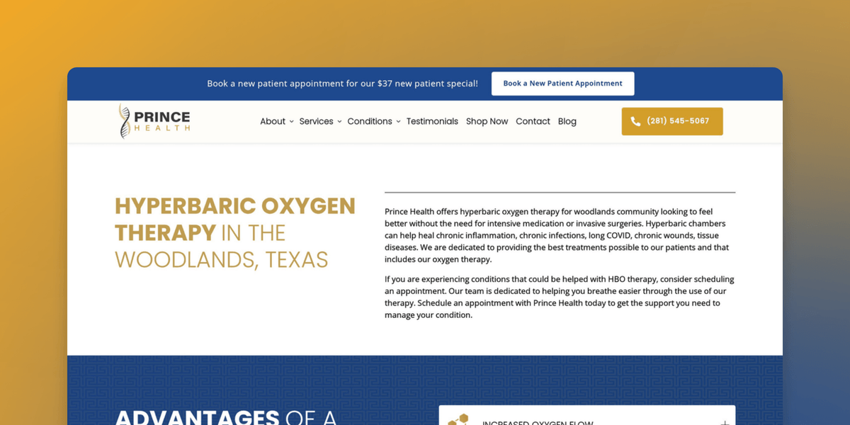 Hyperbaric Oxygen Therapy in the Woodlands TX | Prince Health