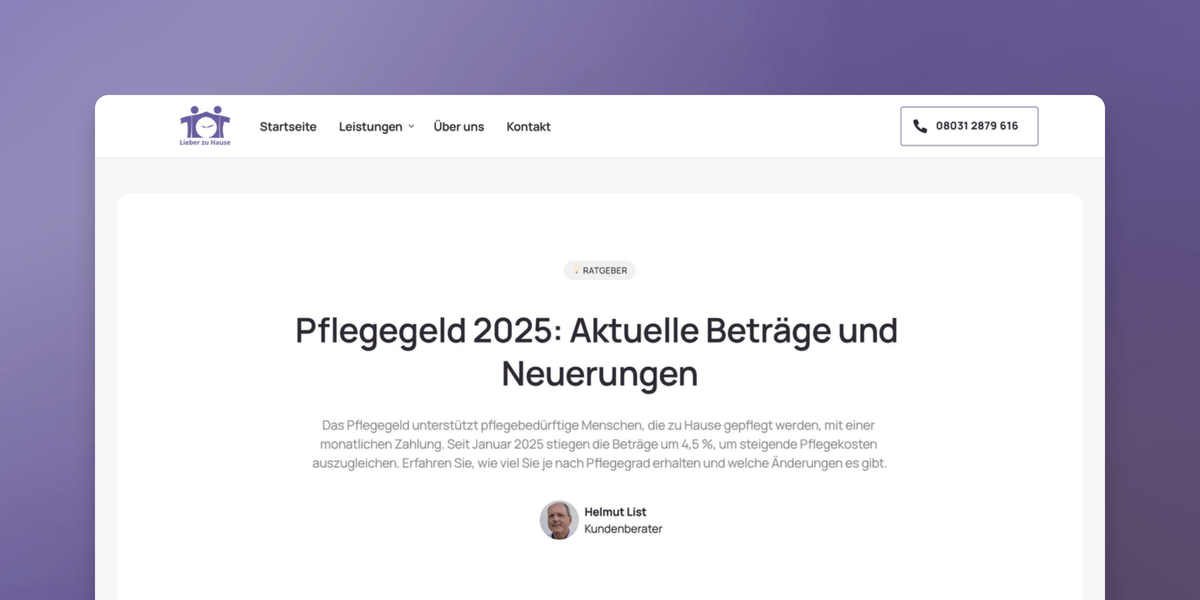 Pflegegeld 2025: Neue Beträge und Antrag | Ratgeber