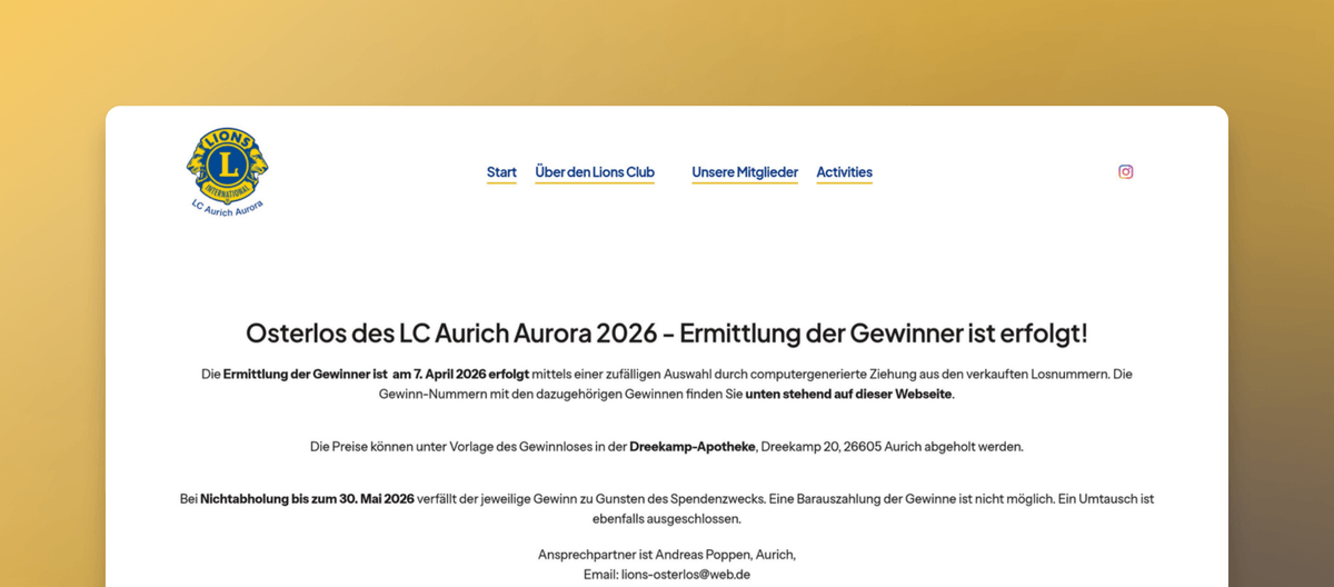 Osterverlosung 2026 - das Osterlos des LC Aurich-Aurora