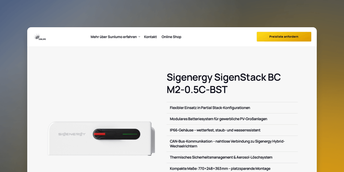 SigenStack Battery Controller M2 0.5C BST – für Installateure