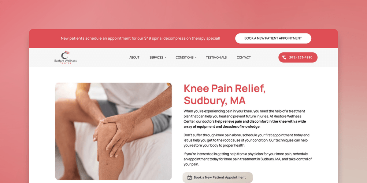 Knee Pain Relief Treatment in Sudbury MA - Serving MetroWest