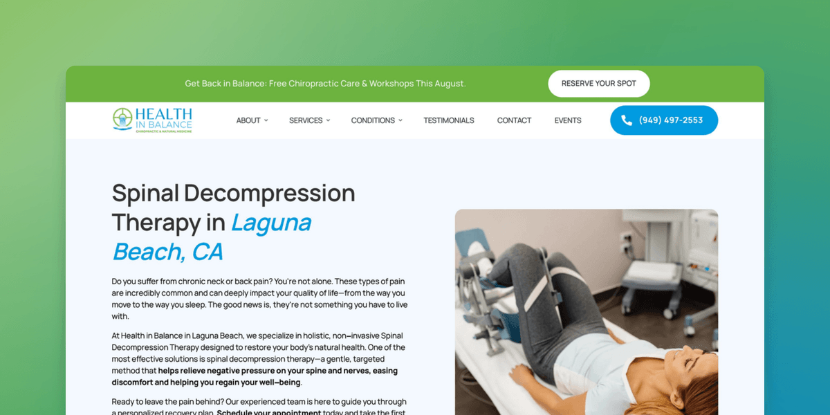 Spinal Decompression Therapy in Laguna Beach CA | Health In Balance