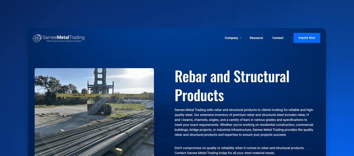 Rebar and Structural Products | Samee Metal Trading