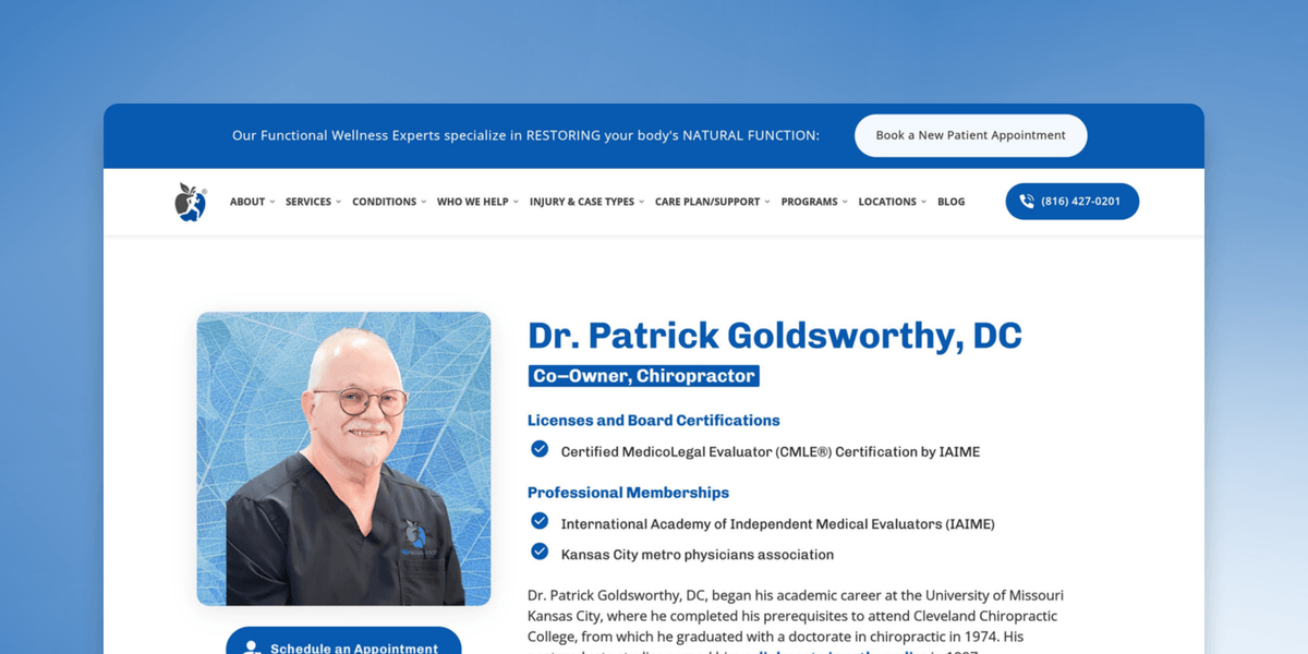 Dr. Patrick Goldsworthy, DC in Greater Kansas City | Core Medical Center