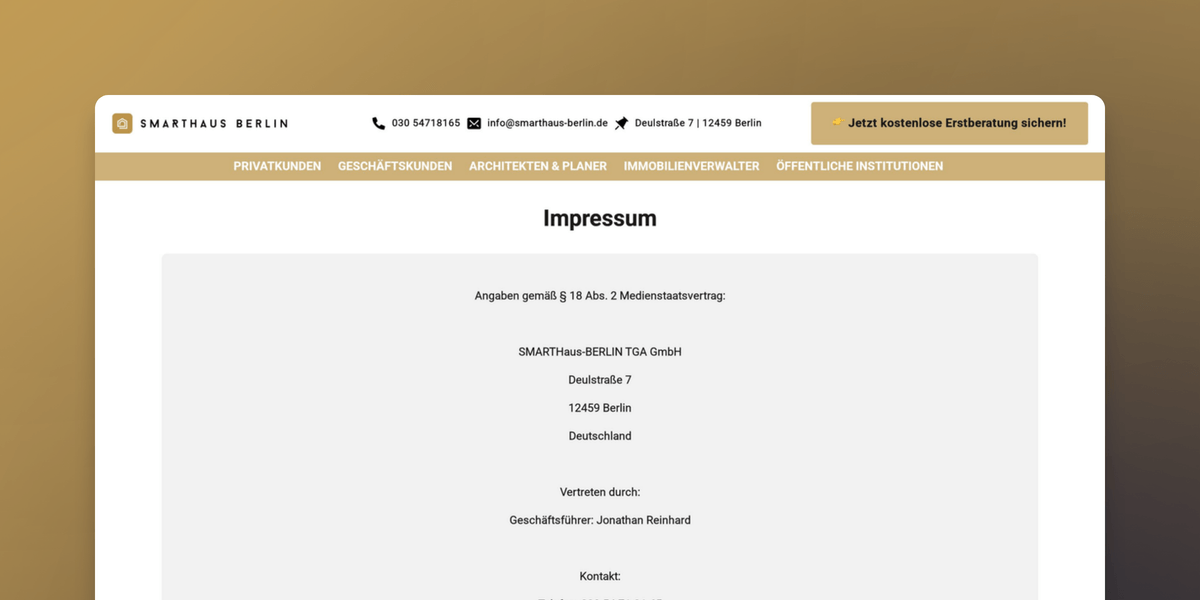 Impressum | SMARTHaus-BERLIN TGA GmbH