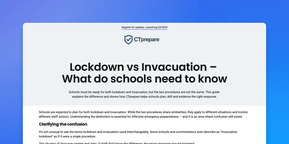 Lockdown vs Invacuation for Schools