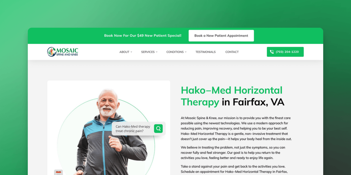 Hako-Med Horizontal Therapy Fairfax VA | Mosaic Spine & Knee